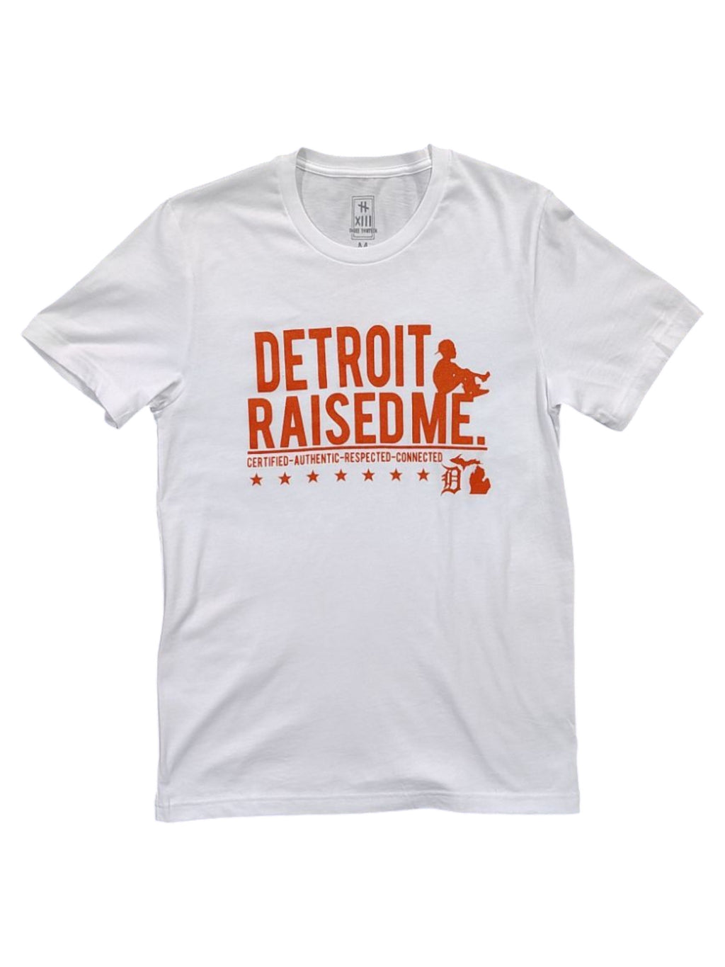 313 Detroit Raised Me Tee WHT/ORG – Three Thirteen Store